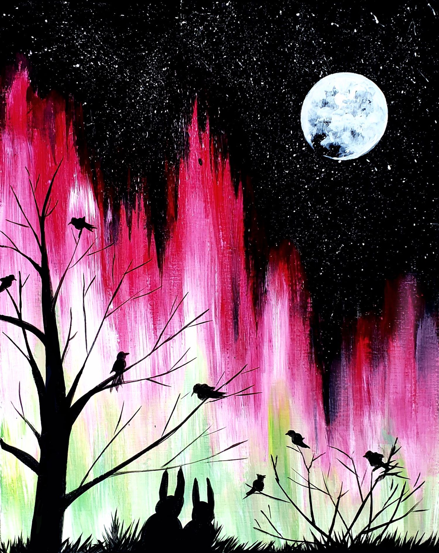 Paint Nite On-Demand: Northern lights and the forest critters with ...